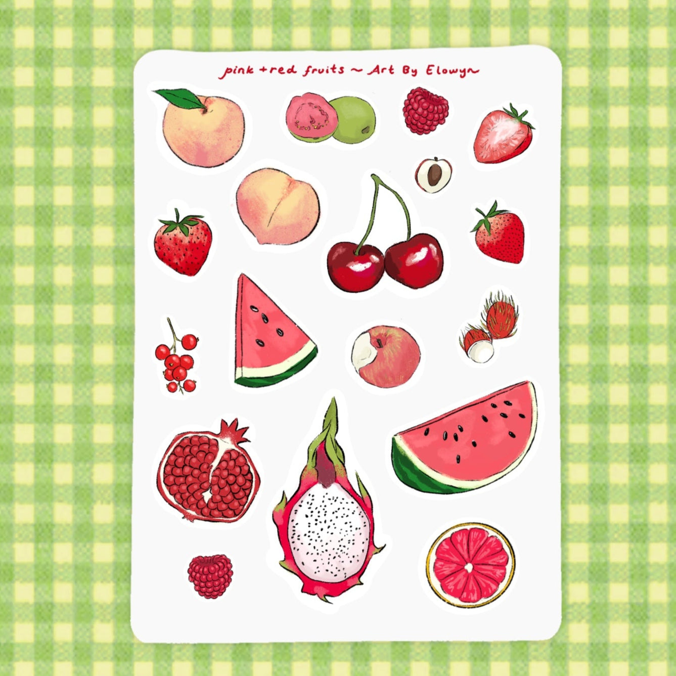 Red and Pink Fruits Sticker Sheet – Art by Elowyn