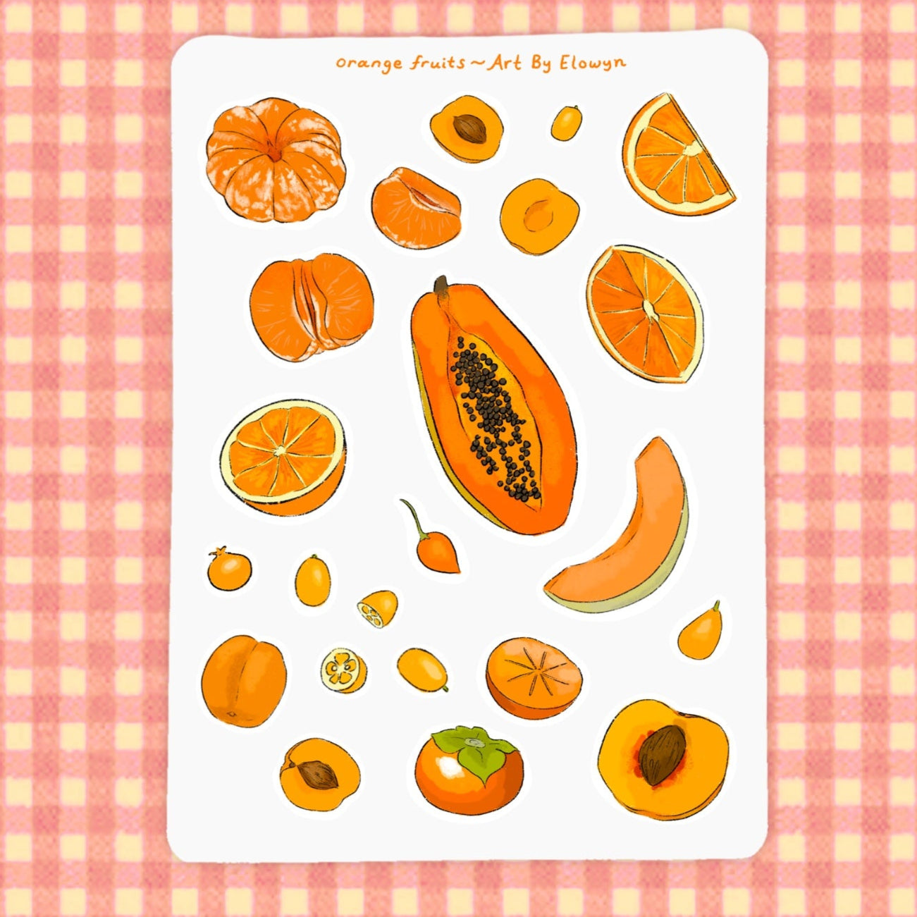 Orange Fruits Sticker Sheet – Art by Elowyn