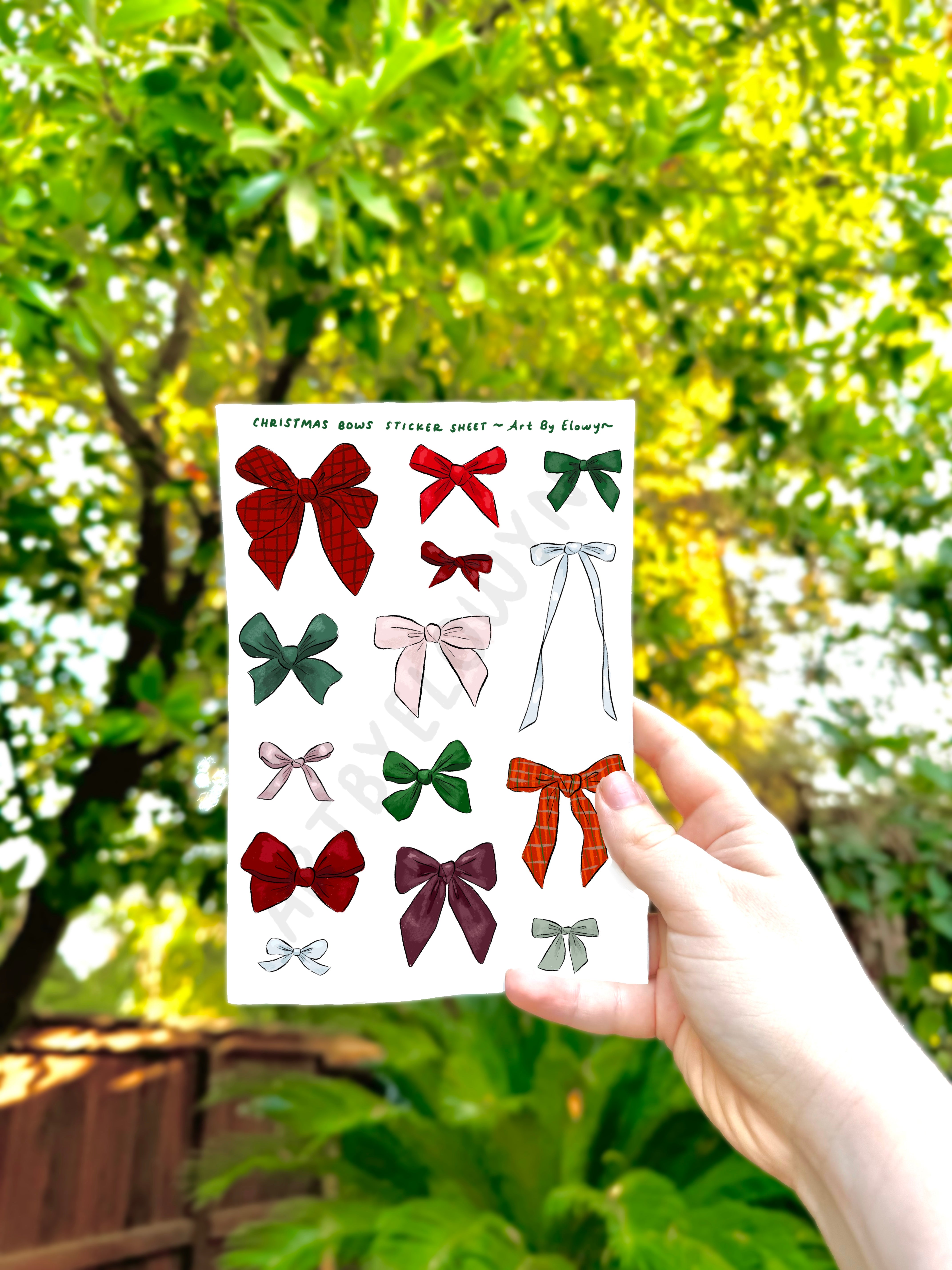 Christmas Bows Sticker Sheet – Art by Elowyn