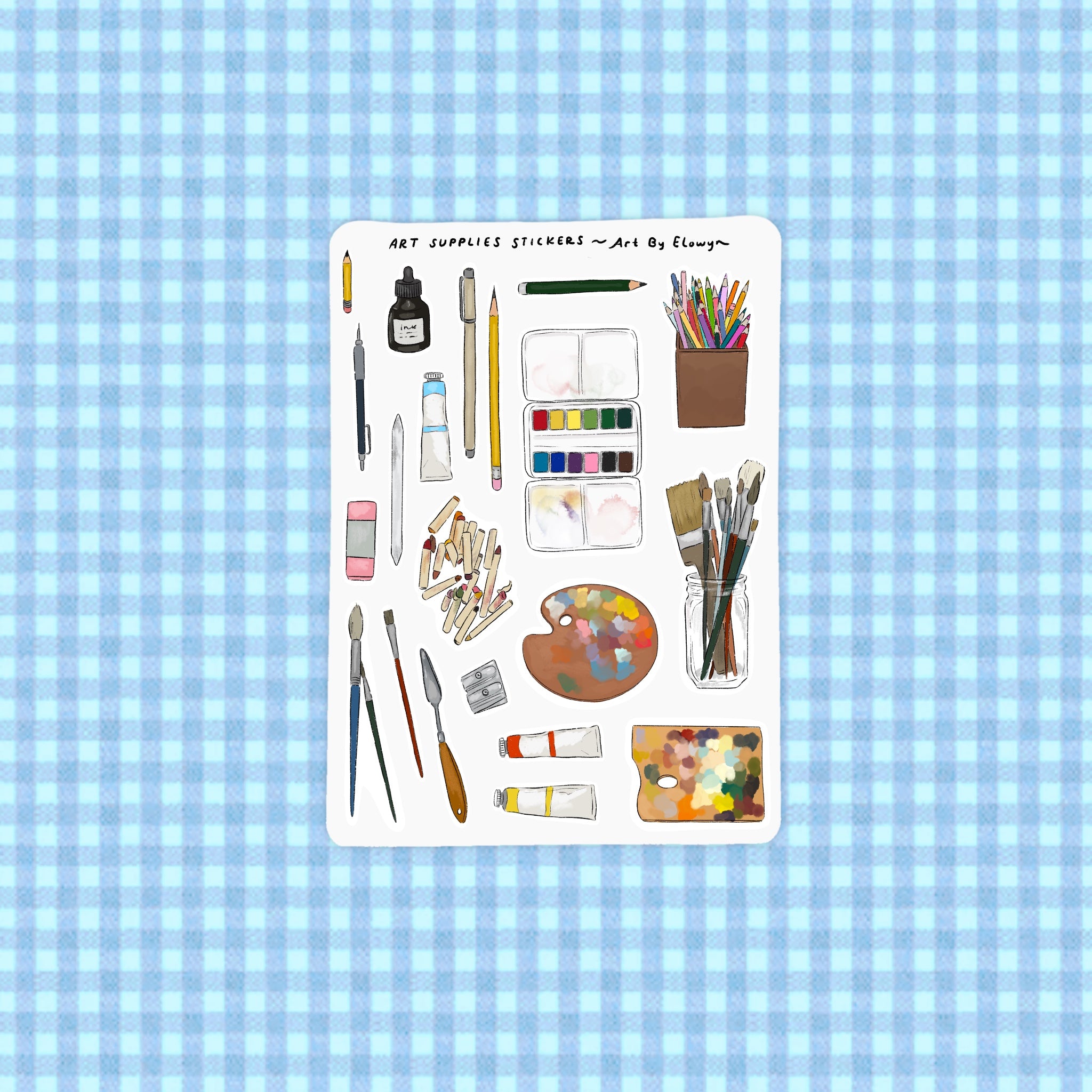 Art Supplies Stickers Sheet - 5x7 Sticker Sheet – Art by Elowyn