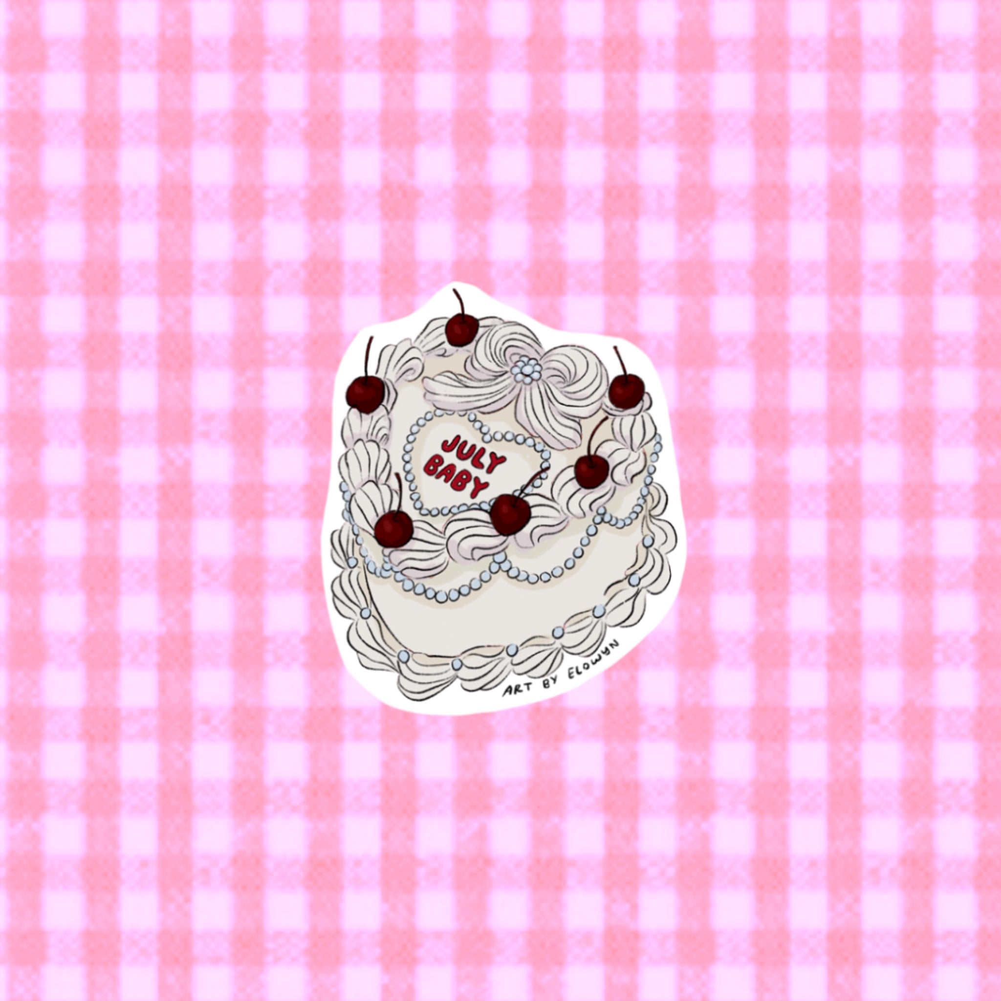 July Baby Cake Stickers – Art by Elowyn