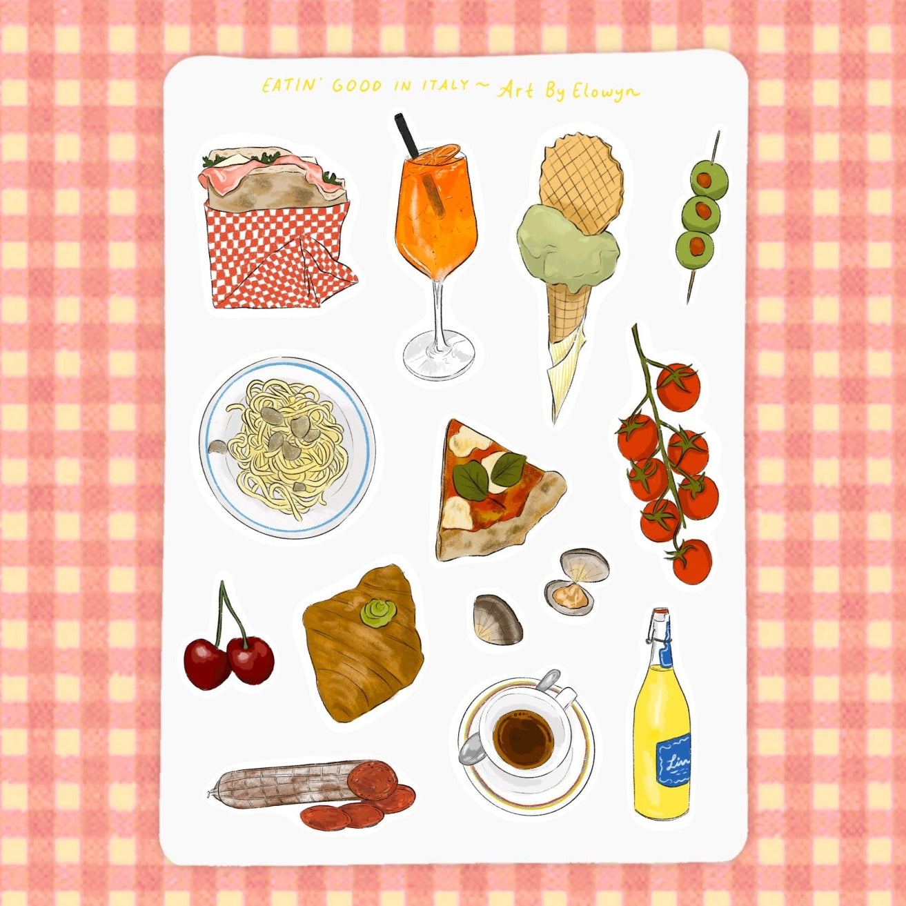 Italian Food Sticker Sheet – Art by Elowyn